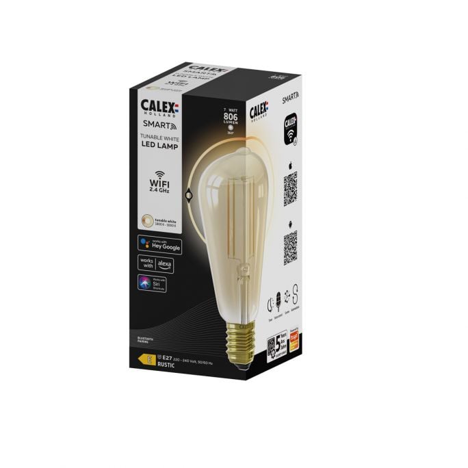 Calex Smart LED Filament Goud Rustieklamp ST64 E27 220-240V 7W 806lm 1800-3000K | Trendhopper.nl